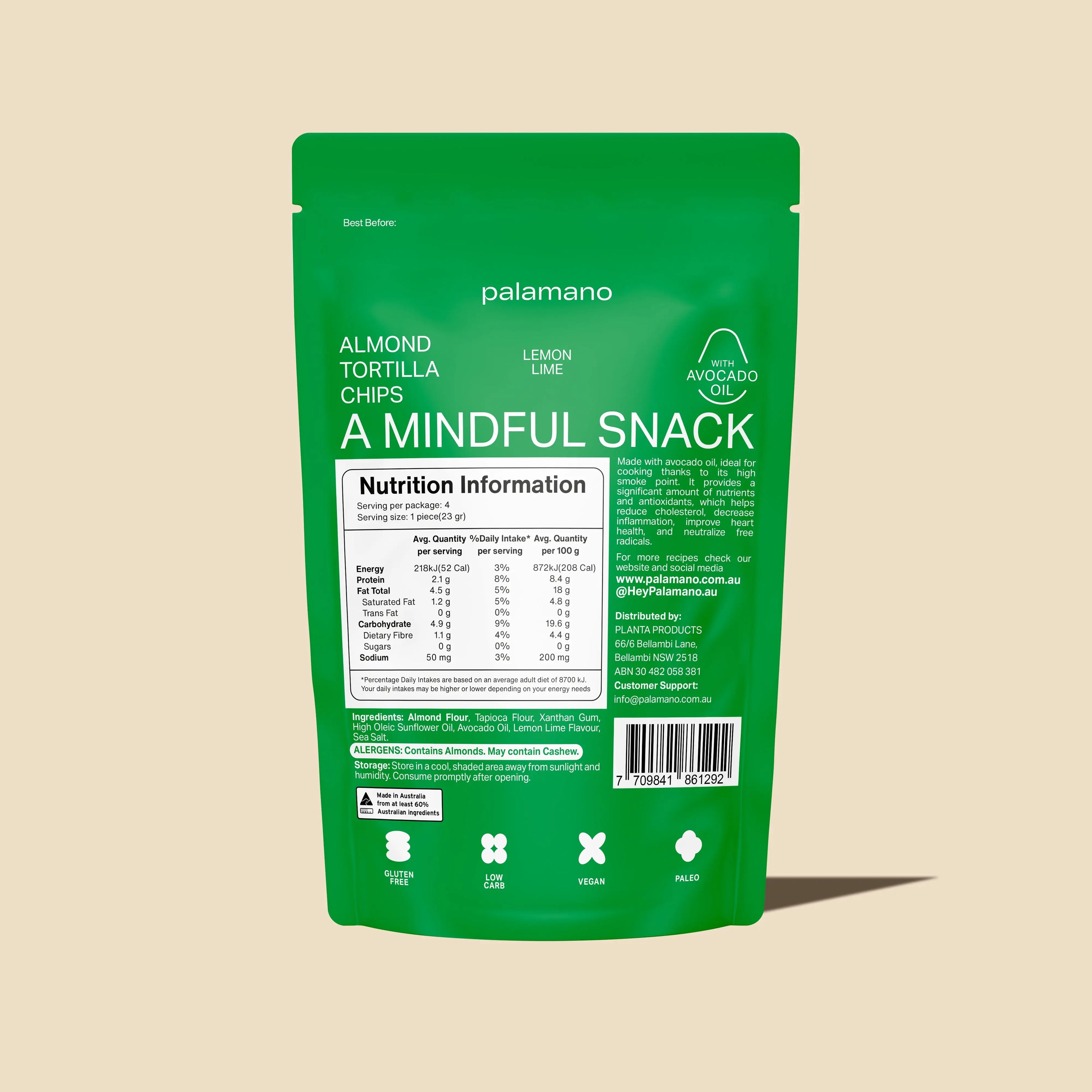 Almond Tortilla Chips Lemon Lime 4Pack